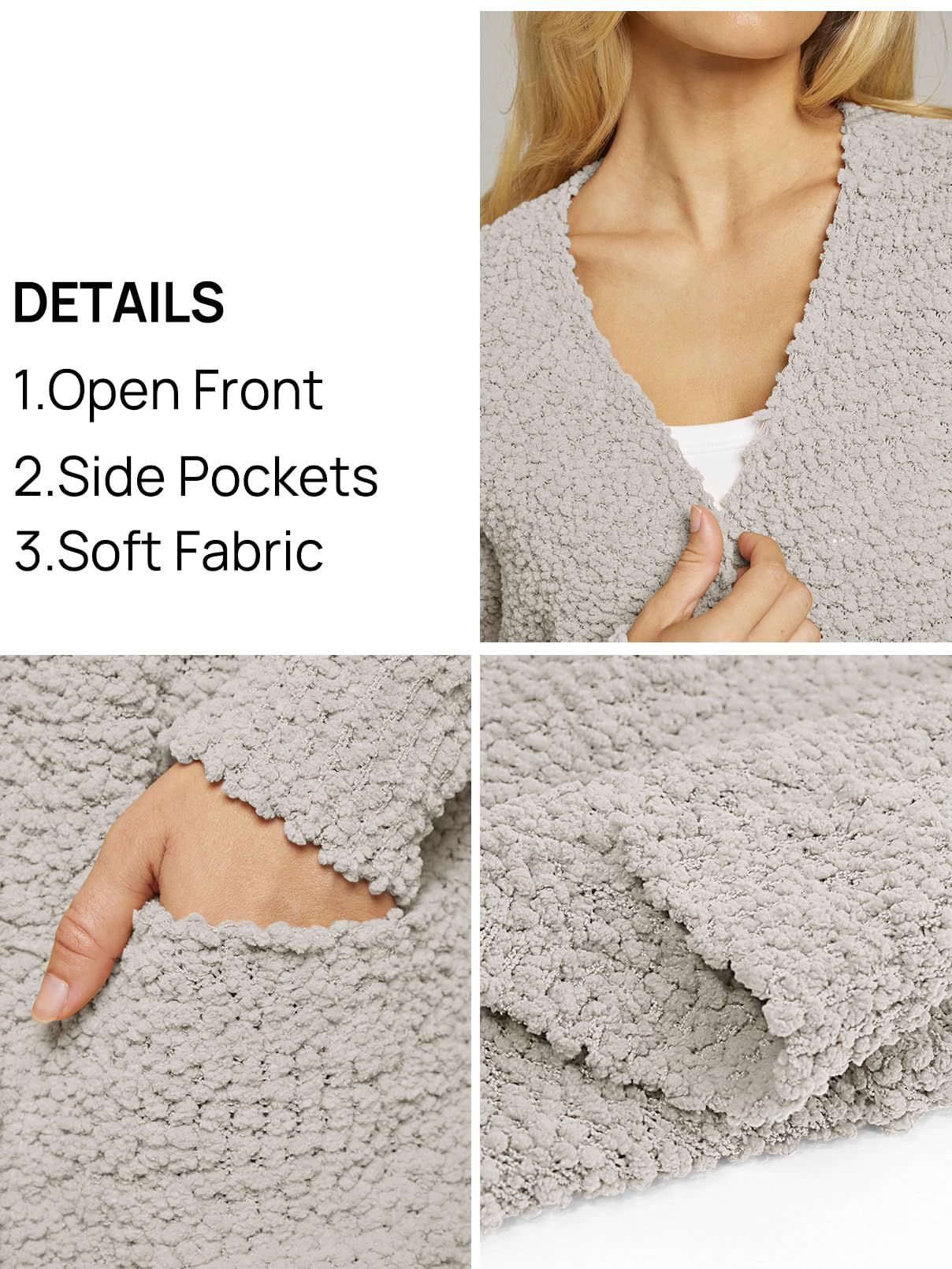 MEROKEETY Women's 2024 Winter Long Sleeve Soft Chunky Knit Sweater Open Front Cardigan Outwear Coat Off-White