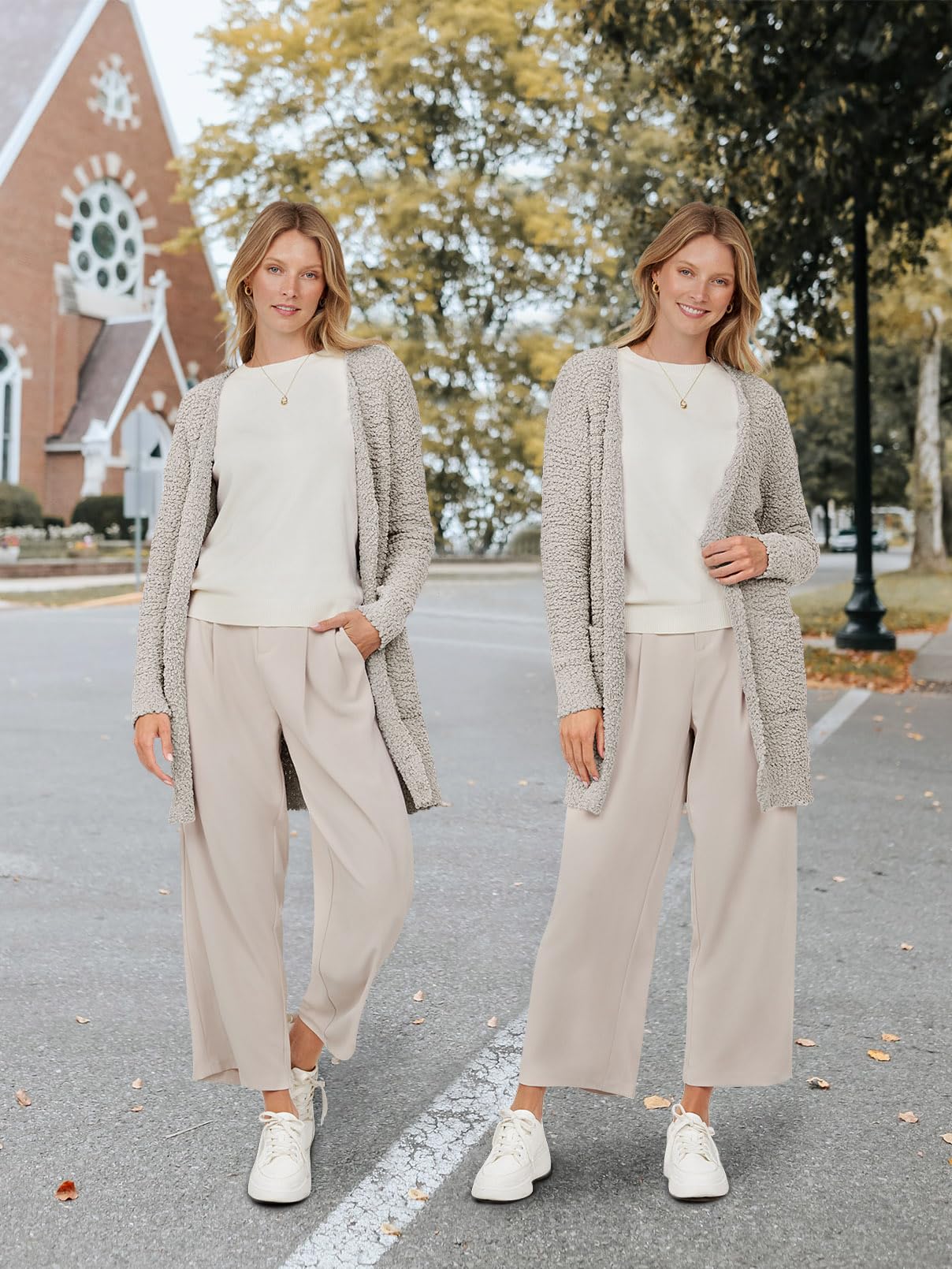 MEROKEETY Women's 2024 Winter Long Sleeve Soft Chunky Knit Sweater Open Front Cardigan Outwear Coat Off-White