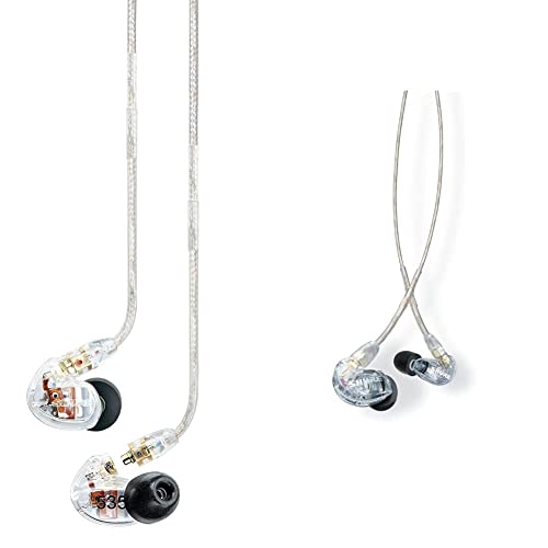 Shure SE535-CL Professional Sound Isolating Earphones - Clear & SE215 PRO Wired Earbuds-Professional Isolating Earphones Sound and Deep Bass, Single Dynamic MicroDriver