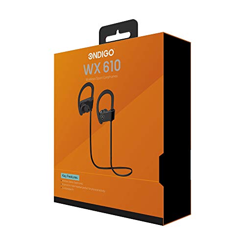 Ondigo WX610 Wireless, Bluetooth Headphones with Microphone | Waterproof, Sweatproof Sport Earbuds, Earphones with Noise Cancelling Headset - Silver/Black