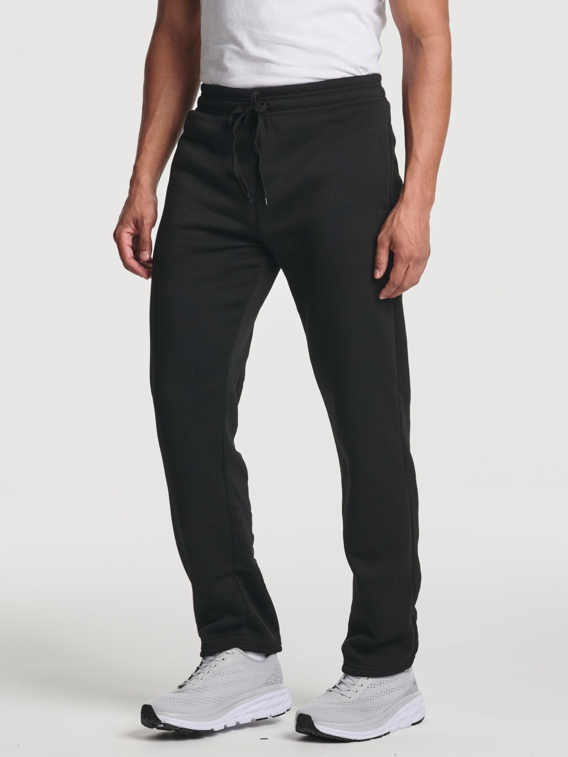 Real Essentials Men's Open Bottom Mens Sweatpant Men Tech Fleece Active Sports Sweat Sweats Athletic Training Pant Track Gym Running Casual Heavy Sweatpants Pockets Pants - Set 6, M, Pack of 3