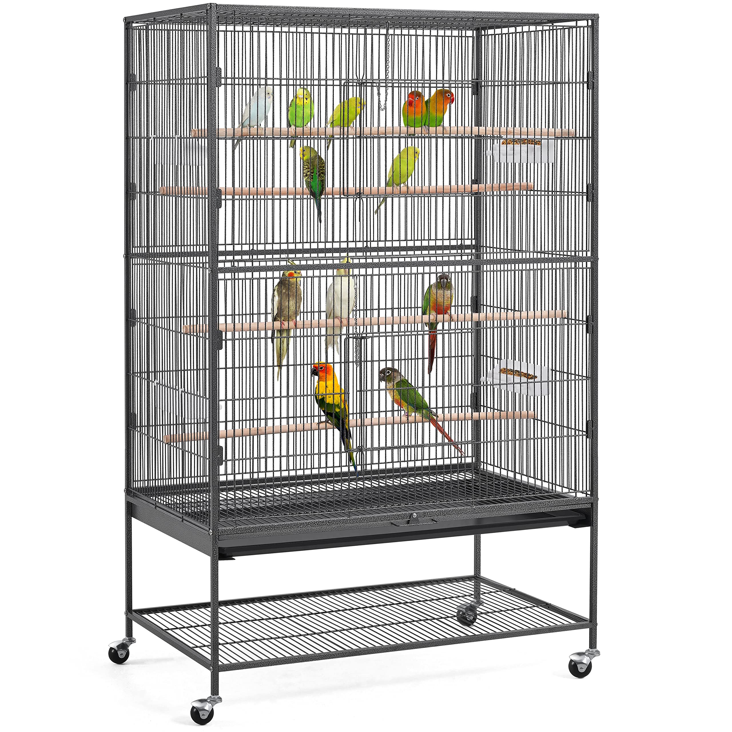 Yaheetech 60.5inch Extra Large Bird Cage Metal Parrot Cage Flight Cage for Cockatiels African Grey Quaker Green Cheek Sun Conure Medium Birds Parrots