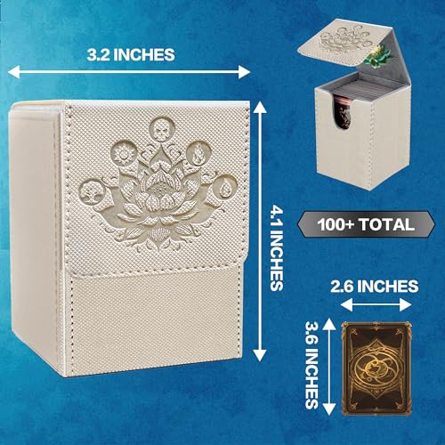 PROMAXIBINDER MTG Commander Deck Box, Fits 100+ Single Sleeved Cards, Strong Magnet Magic Gathering Deck Box, PU Leather Magic Gathering Deck Box for TCG, CCG, MTG Cards (Grey)