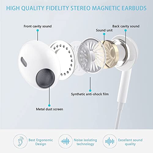Apple Headphone Wired with Lightning Connector [Apple MFi Certified] in-Ear Noise Isolating iPhone Headphone Built-in Microphone & Volume Control Compatible with iPhone 13/12/11/SE/X/XR/8/7-All iOS