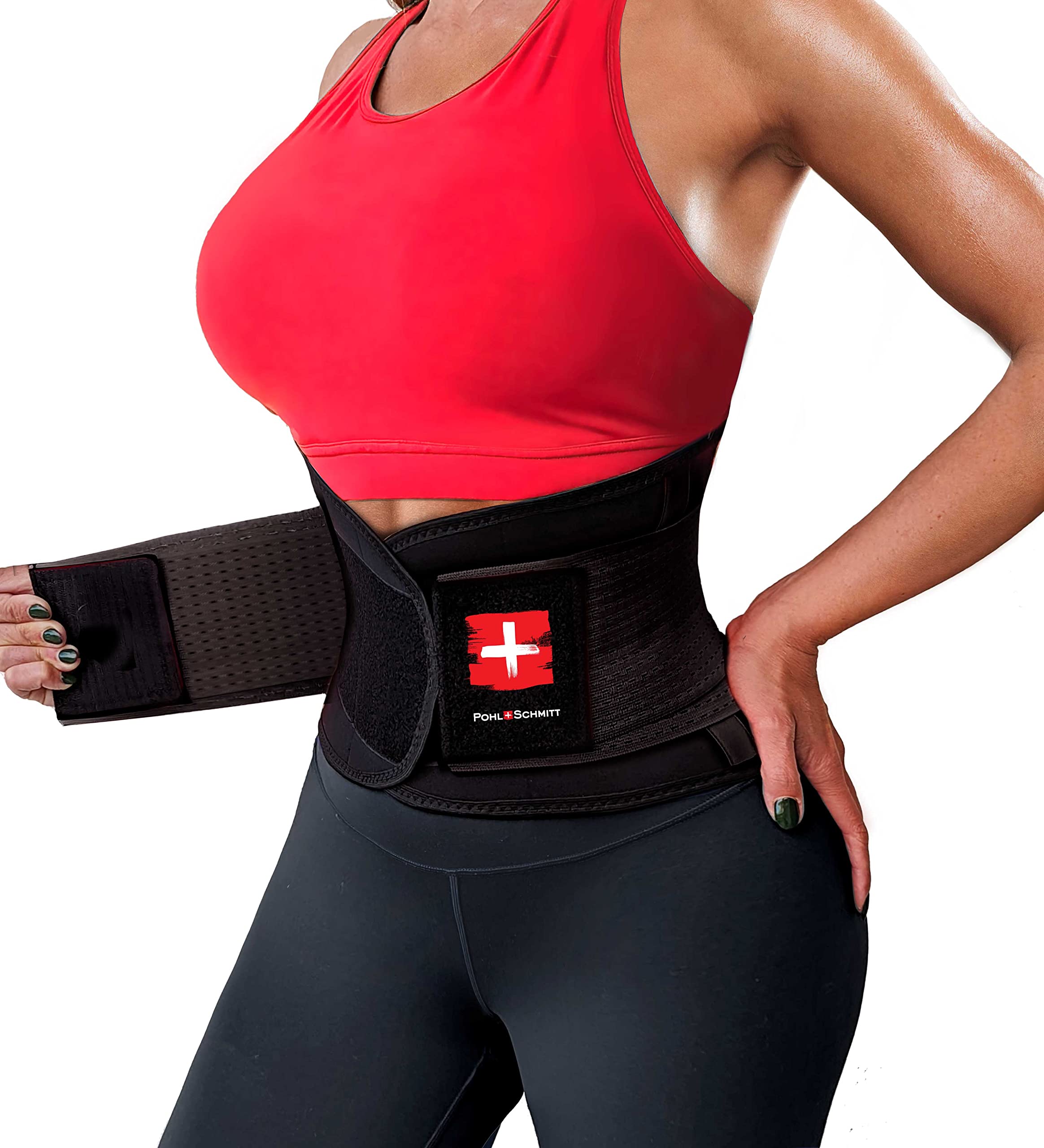 POHL SCHMITT FitCurve Waist Trainer and Trimmer Sweat Belt and Belly Band for Weight Loss, Workouts, Fitness and Lumbar Back Support, for Men and Women, black XL