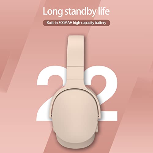 YOZUMD Wireless Headset HiFi Foldable Intelligent Noise Reduction Over-Ear Headphone,Ergonomic Bluetooth-Compatible 5.1 Stereo Bluetooth Headphone for Sports Gaming Beige