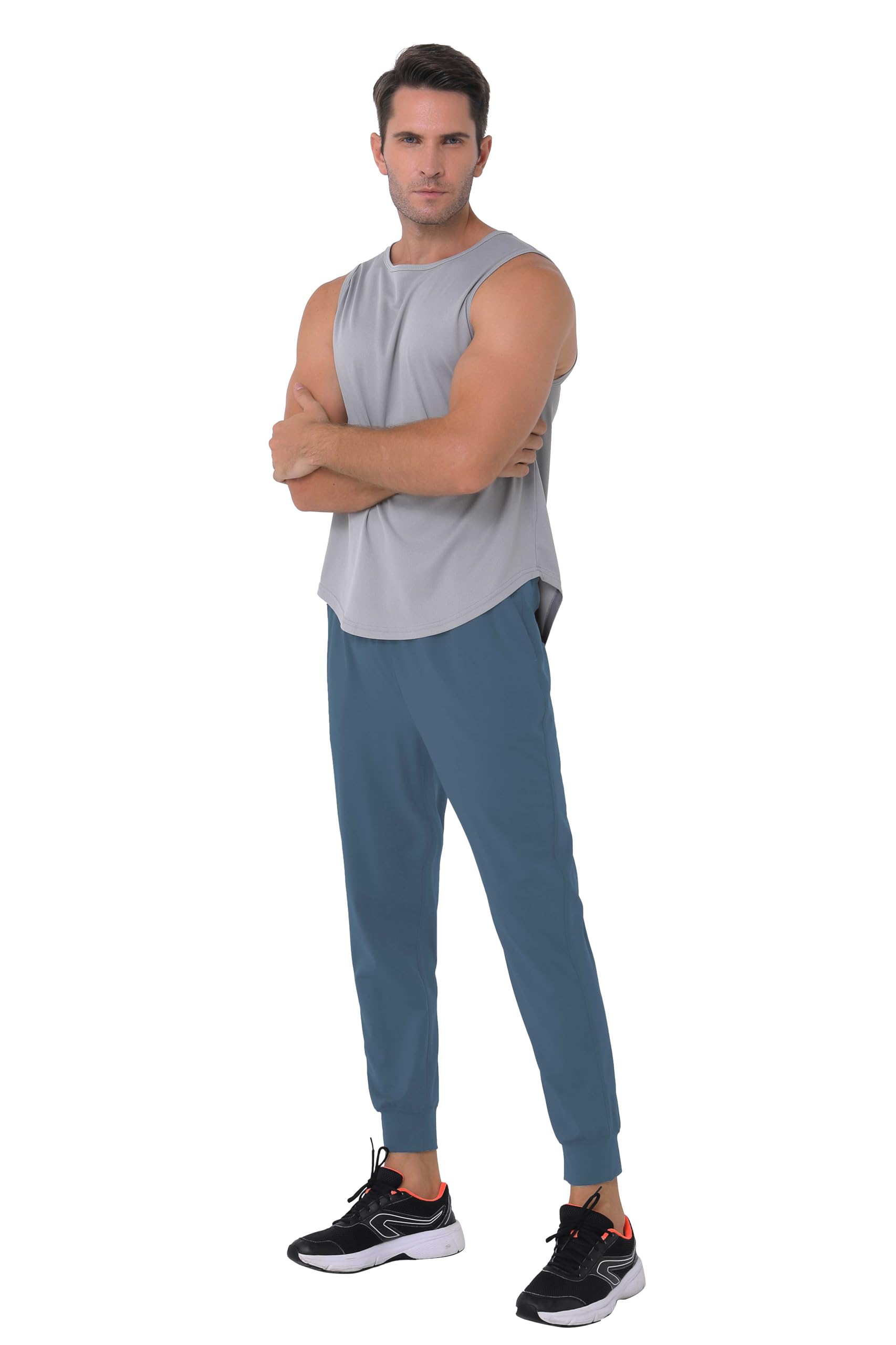 AbleTree 27" Inseam Athletic Jogger Pants for Short Men 7/8 Quick Dry Workout Tapered Stretch Sweatpants Casual