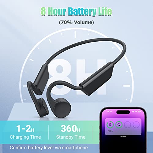 NUTRIG Bone Conduction Headphones, Open Ear Headphones Bluetooth 5.3 Wireless Headset with Mic, Sweat Resistant Earphones for Sports, Driving, Workouts