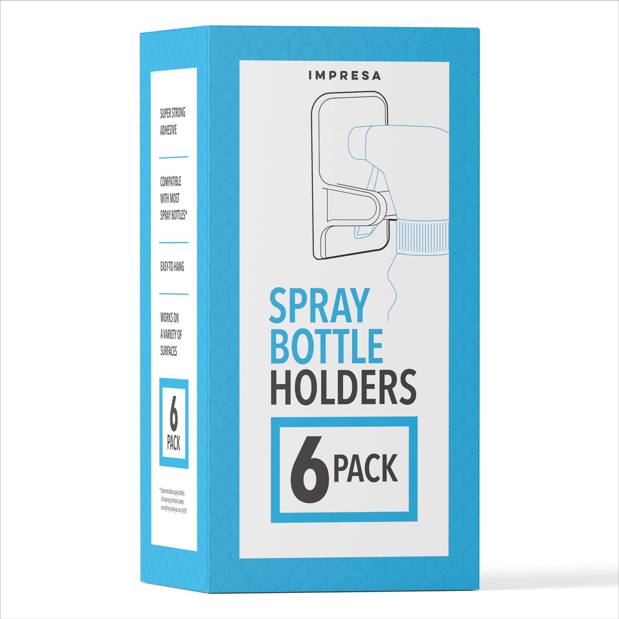 [6 Pack] Wall Mount Spray Bottle Holder to Create Storage Space - Easy to Install Spray Bottle Hanger - Strong Hold Spray Bottle Holder Wall Mount to a Variety of Surfaces - Spray Bottle Wall Holder
