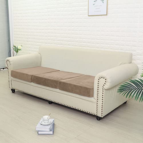 Jonuiony Wear-Resistant Universal Sofa Cover, Stretch Velvet Separate Couch Cushion Slipcovers, L Shape Sofa Chaise Covers for Both Left/Right Sectional Couch Protector(Camel,Back Cover)