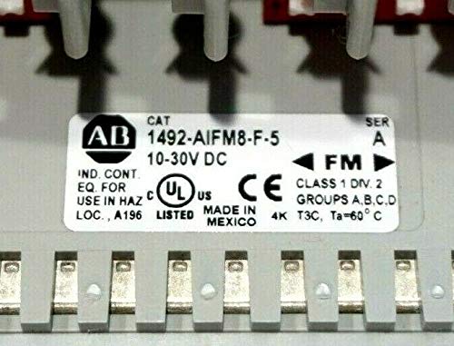 ALLEN BRADLEY 1492-AIFM8-F-5 Fixed Terminal Block, FUSIBLE, D Shell Cable, 5 Terminal PER Input Channel, 8 I/O Channel, Interface Module, 10-30 VDC, 24 V Blown Fuse Indicator, 12 AMP, Analog