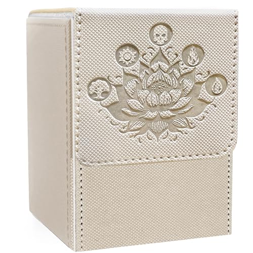 PROMAXIBINDER MTG Commander Deck Box, Fits 100+ Single Sleeved Cards, Strong Magnet Magic Gathering Deck Box, PU Leather Magic Gathering Deck Box for TCG, CCG, MTG Cards (Grey)