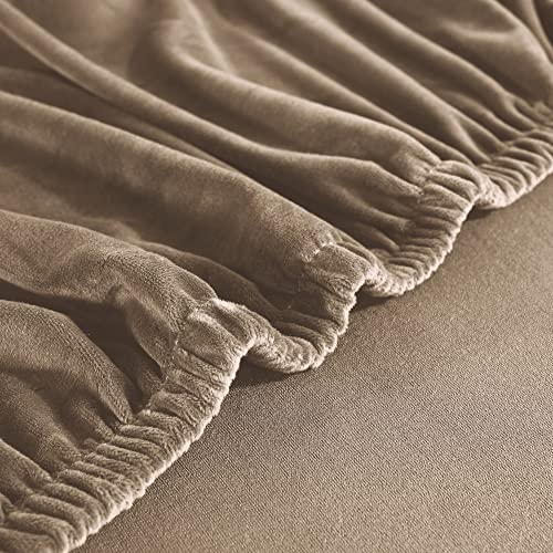 Jonuiony Wear-Resistant Universal Sofa Cover, Stretch Velvet Separate Couch Cushion Slipcovers, L Shape Sofa Chaise Covers for Both Left/Right Sectional Couch Protector(Camel,Back Cover)