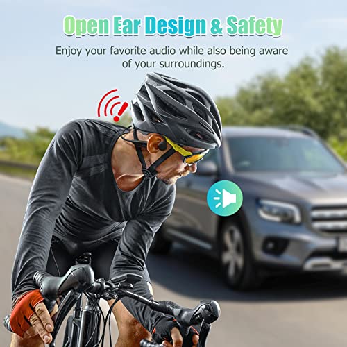 NUTRIG Bone Conduction Headphones, Open Ear Headphones Bluetooth 5.3 Wireless Headset with Mic, Sweat Resistant Earphones for Sports, Driving, Workouts