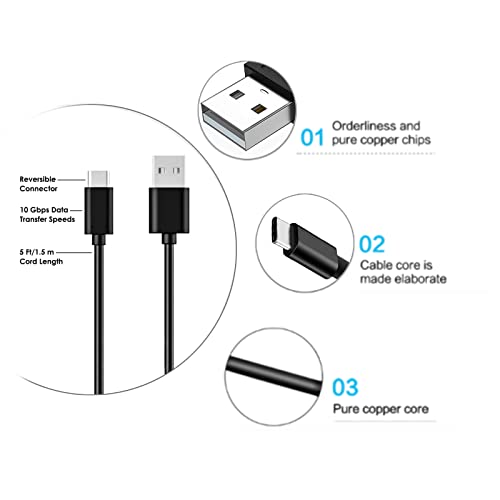 Phantom 2 Charger 5FT USB C Fast Charger Charging Cable Cord Compatible with for Bushnell Phantom 2 Charger, Treblab hd77/HD-Max Speaker, Comiso E6 E26 Earbuds, Ampcaddy Version 3 Pro Max Speaker
