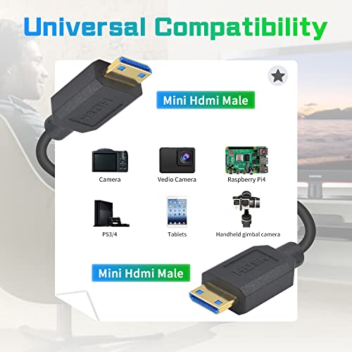 Dutttek 8K Mini HDMI to Mini HDMI Coiled Cable, 48Gbps Mini HDMI 2.1 Cable, Extreme Slim/Thin Mini hdmi Male to Male Coiled Cable, for TV Box or Disk Player 1.2M