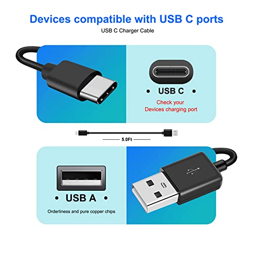 Phantom 2 Charger 5FT USB C Fast Charger Charging Cable Cord Compatible with for Bushnell Phantom 2 Charger, Treblab hd77/HD-Max Speaker, Comiso E6 E26 Earbuds, Ampcaddy Version 3 Pro Max Speaker