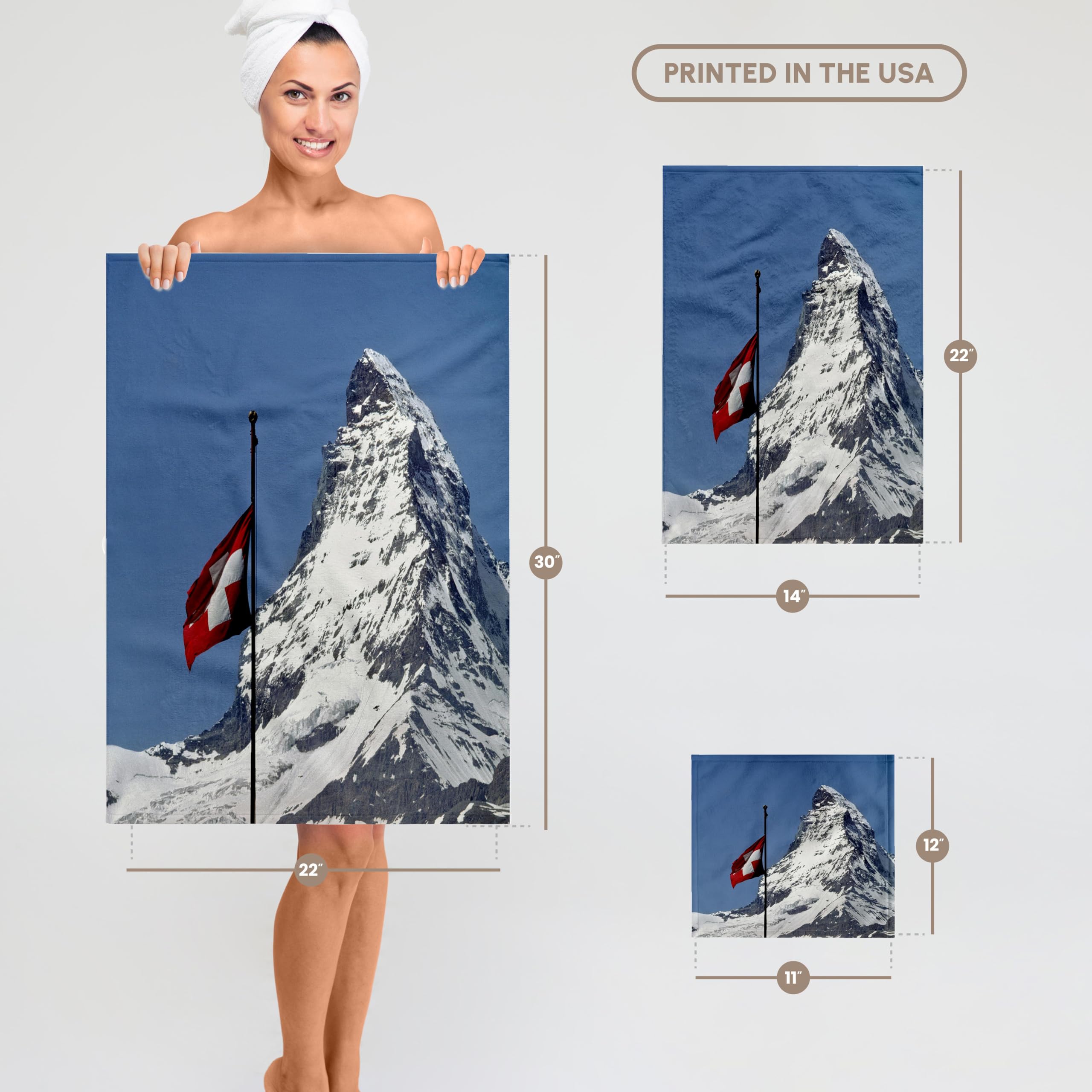 3D Rose Switzerland-Matterhorn-Mountain-Swiss Flag-Eu29 Rer0035-Ric Ergenbright Hand/Sports Towel, 15 x 22, White