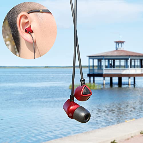 ZXQ A5 Wired Earbuds,in-Ear Headphone,Wired Earphones with Microphone, Ear Buds Wired Bass,Sweat Resistance for Workout Sport,Memory Foam,Noise Isolation,Tangle-Free Cord (Red)