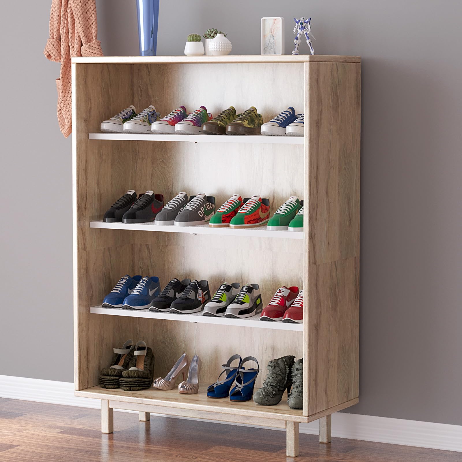 jkxoo Expandable Tension Shelf, Heavy-Duty Metal Cabinet Closet Shelves Organizer, Adjustable Shelves, Closet Shelving System Wall Mounted for Cabinet Wardrobe Cupboard Kitchen Bathroom