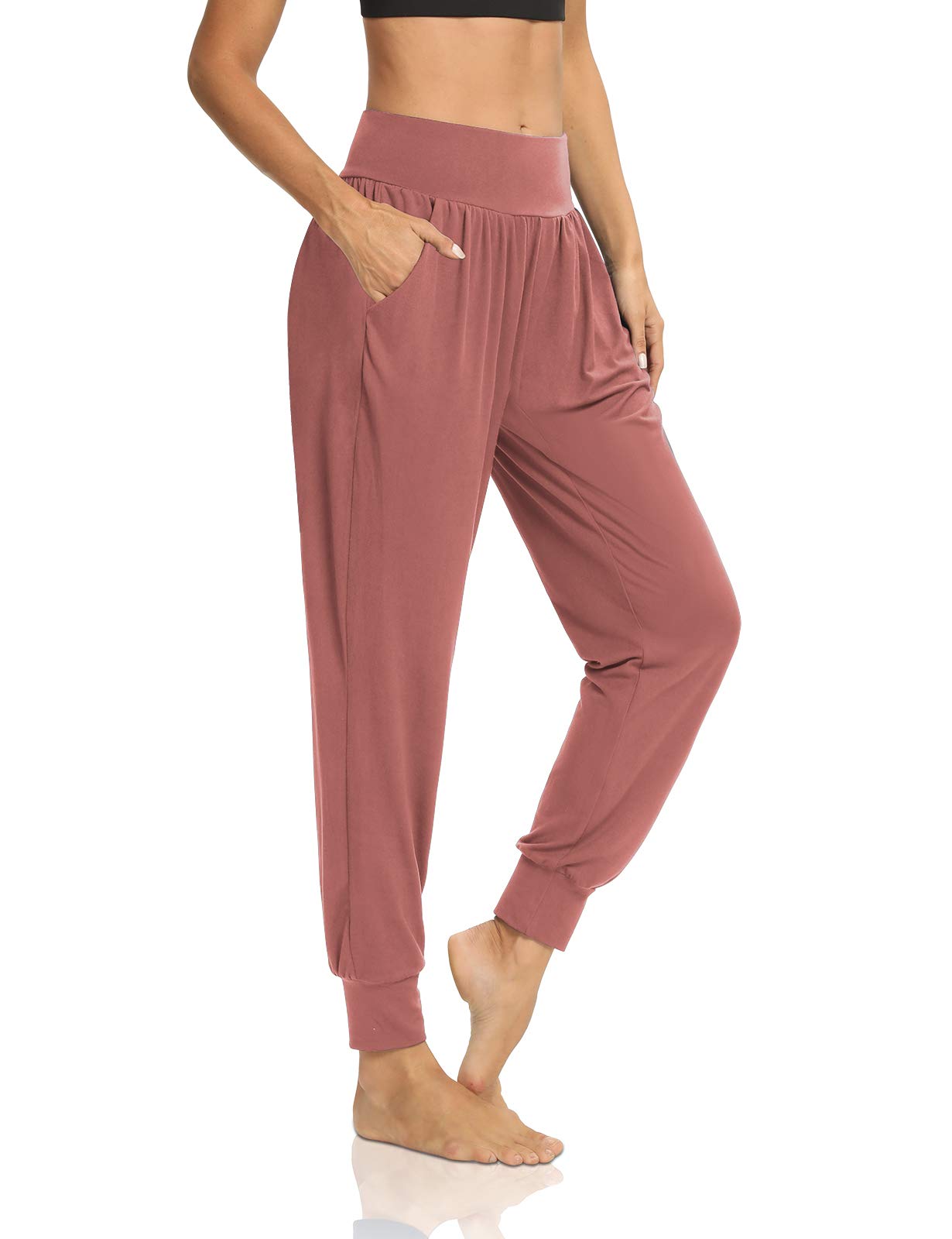 DIBAOLONG Womens Yoga Joggers Loose Workout Sweat Pants Comfy Lounge Pants with Pockets Cameo 2XL Plus Size