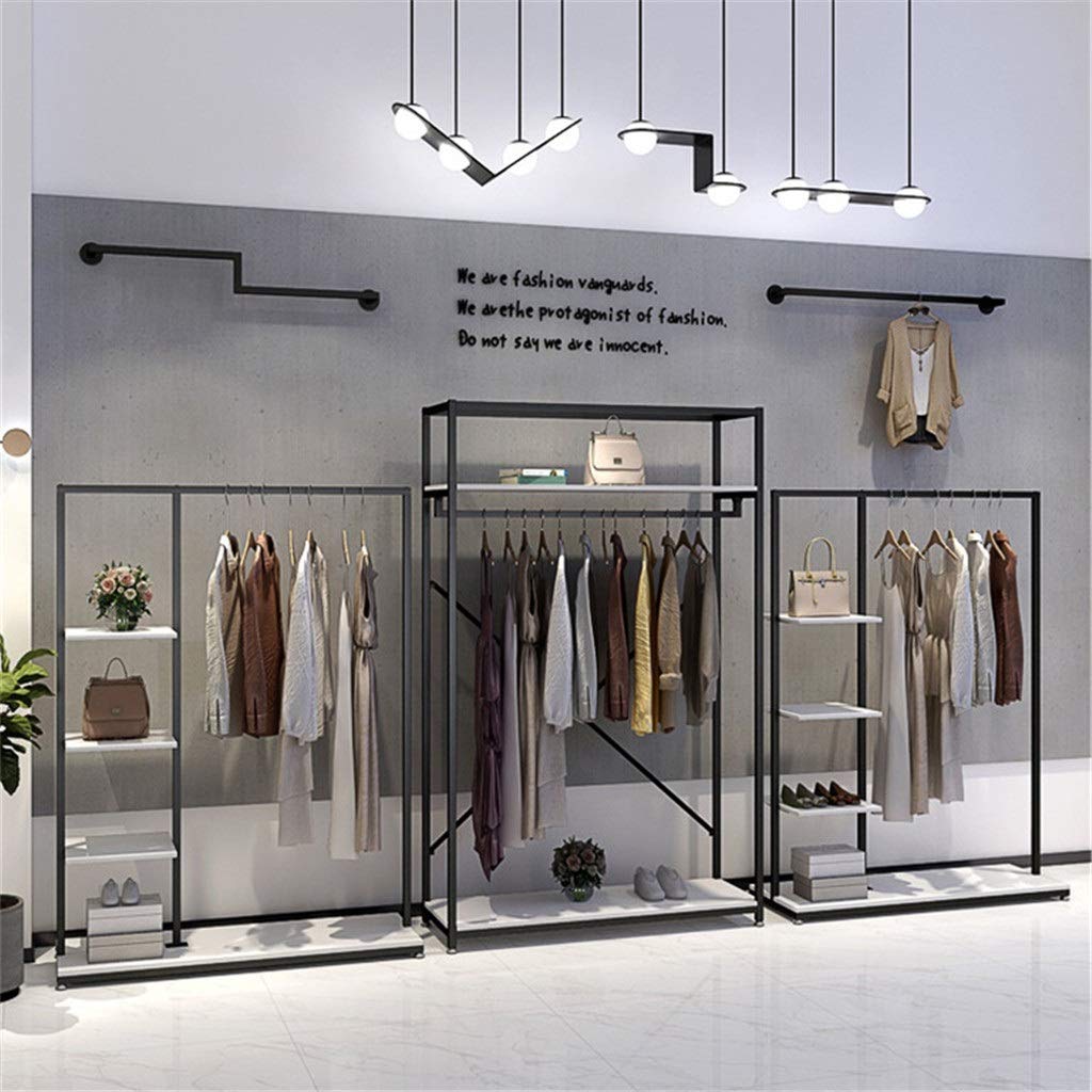 JIAO PAI Garment Racks Metal Coat Rack, Vertical Heavy Clothing Tidy Rails Boutique Clothing Store Storage Display Stand Multifunction Save Space Sturdy Long skirt and jacket stand