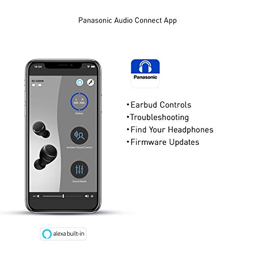 Panasonic True Wireless Earbuds | Bluetooth Earbuds|IPX4 Water Resistant | Small, Lightweight | Long Battery Life, Alexa Compatible | RZ-S300W (Black)