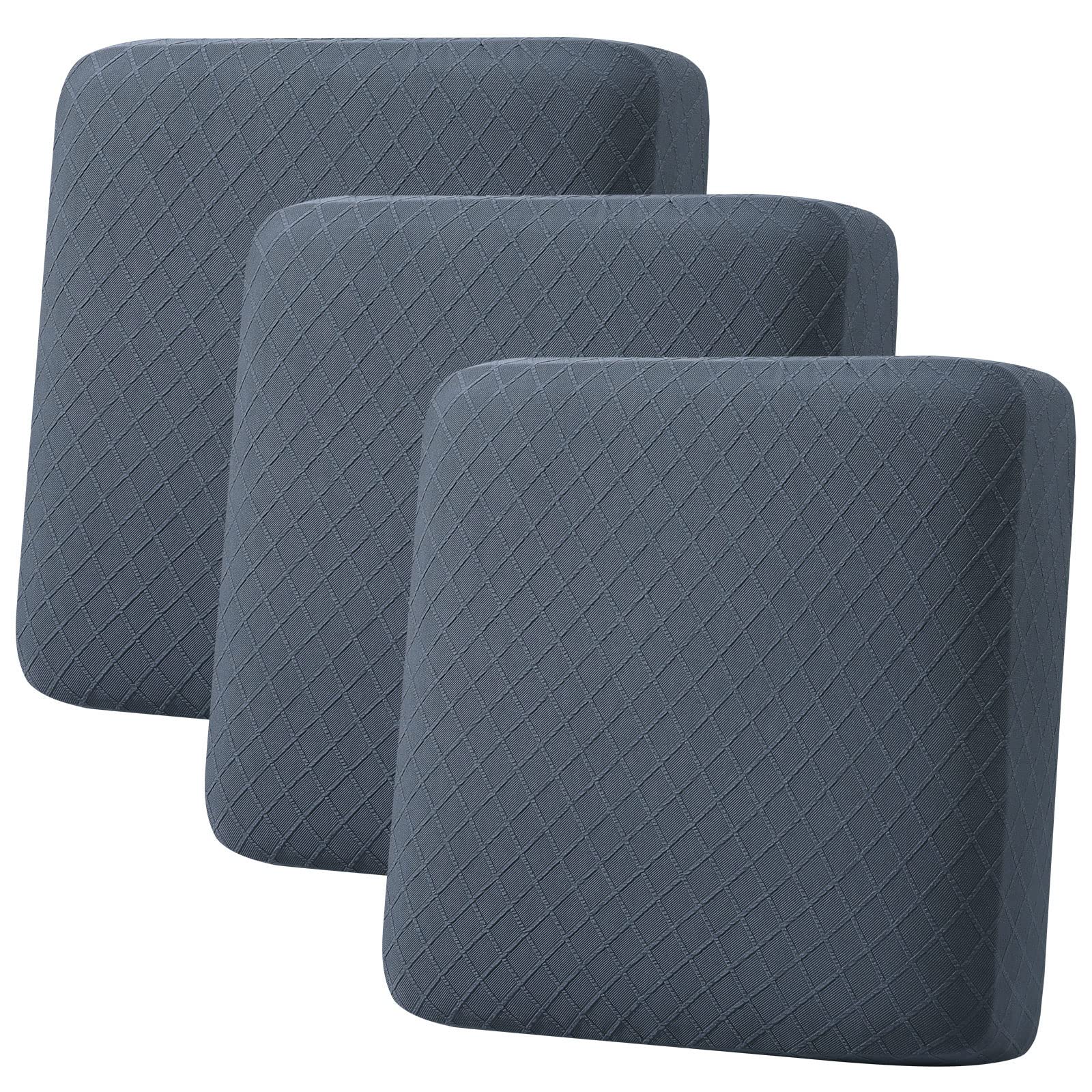hyha Jacquard Couch Cushion Covers, Magic Sofa Slipcovers Washable, Diamond Lattice, Stretch Covers for 3 Cushion Couch for Sectional Sofa (3 Pieces, Grey)