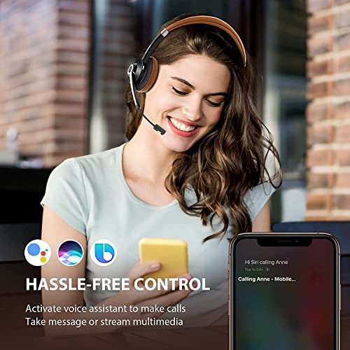 Wireless Headphones with Microphone, HD Stereo Sound & Noise Isolating Bluetooth Headset with Mute Button, Comfortable 25Hrs Playtime Hands Free On Ear Headphones for Cell Phone Calls Music Work