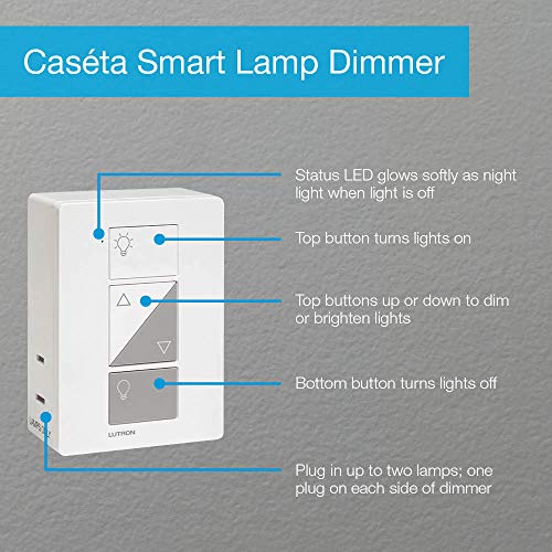 Lutron Caseta Smart Start Kit for Lamps, Plug-In Lamp Dimmer with Smart Bridge and Pico remote, Compatible with Alexa, Apple HomeKit, and the Google Assistant | P-BDG-PKG1P | White