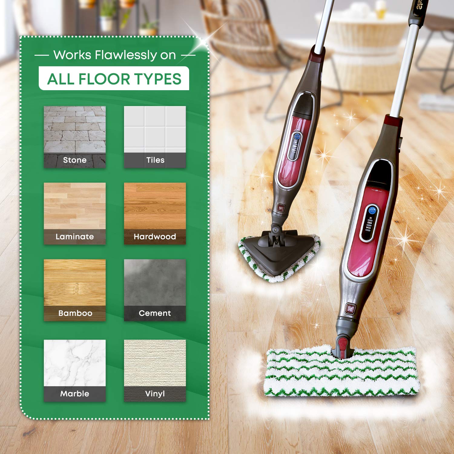Turbo Microfiber Steam Mop Pads - Pack of 3 Touch-Free and 3 Triangle, Washable Replacement Mop Pads for Shark Steam Mop - Compatible w/Shark Genius and Lift-Away 3973 Series