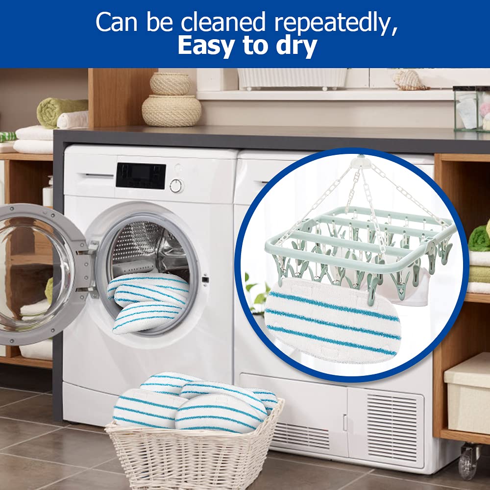AneCom Replacement Steam Mop Pads Compatible with PurSteam ThermaPro 10-in-1 Steam Mop Washable Reusable Pads (6 Pack)
