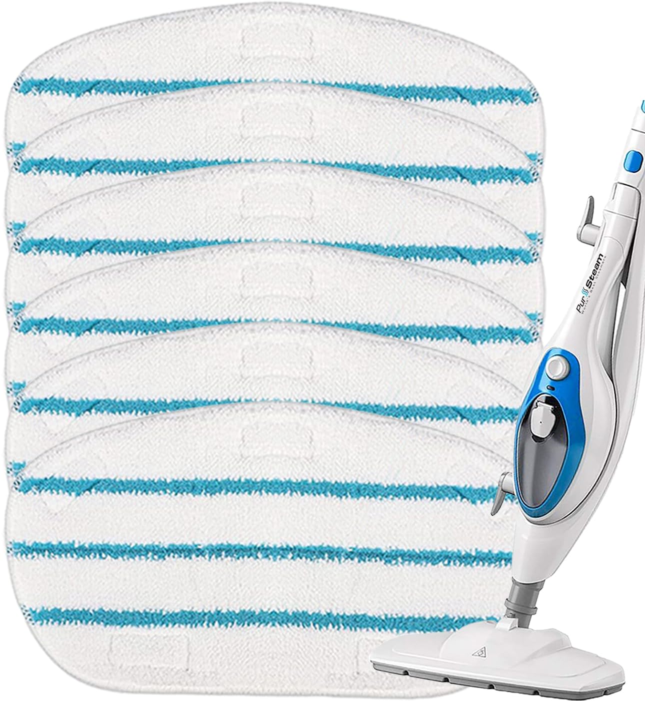 AneCom Replacement Steam Mop Pads Compatible with PurSteam ThermaPro 10-in-1 Steam Mop Washable Reusable Pads (6 Pack)