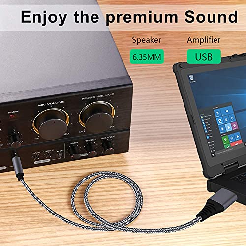 USB to 1/4 Male TRS Audio Stereo Cable, USB to 6.35mm Jack Audio Adapter Compatible with Laptop,Windows or PC,Amplifier, Speaker, Headphones.6.6FT Note:Not Applicable Recording,Truck,TV USB Ports1