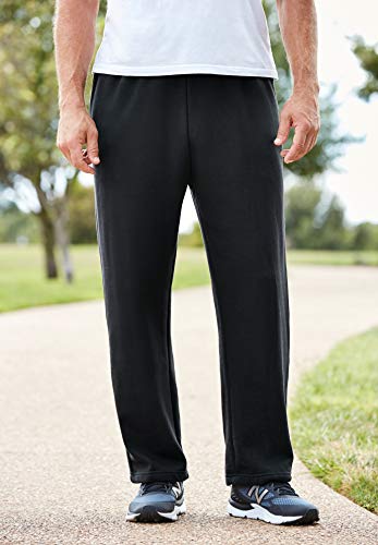 KingSize Men's Big & Tall Fleece Open-Bottom Sweatpants - Tall - XL, Black