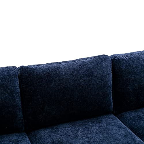 YeBingZhi 110.63" U Shaped Sectional Sofa Long Couch for Living Room Double Chaise Sofa with Comfortable Deep Seat Modern Large Sectional Sofa for Apartment Office (Navy Blue)