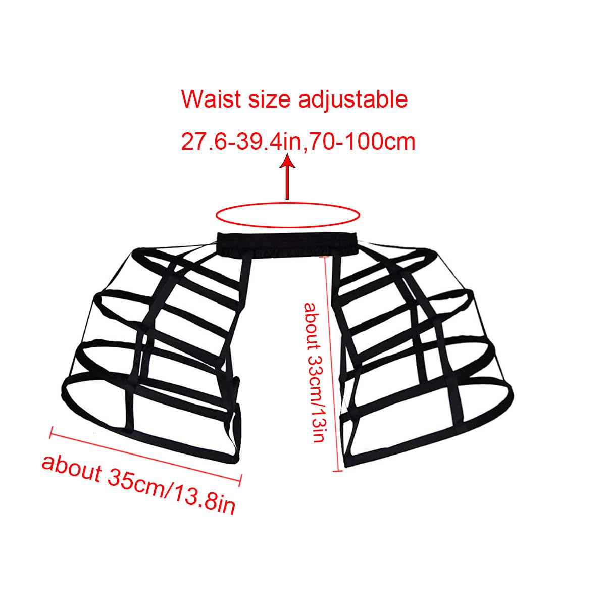 Pannier Petticoat Women Victorian Bustle Cages Hoop Skirt Cage Skirt for Women (Black 4 Hoops)