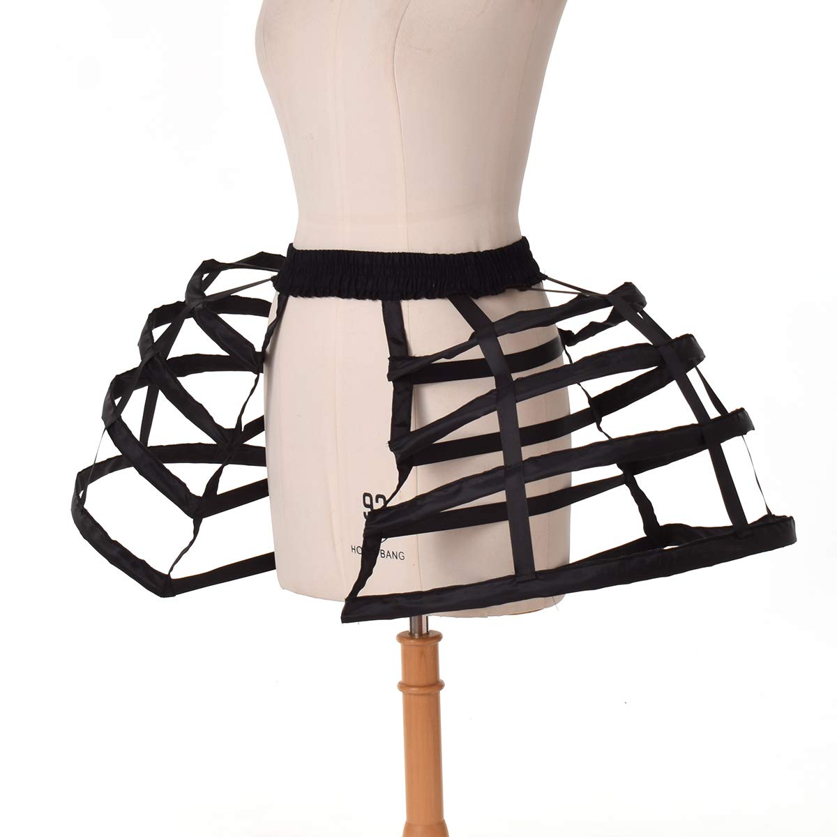 Pannier Petticoat Women Victorian Bustle Cages Hoop Skirt Cage Skirt for Women (Black 4 Hoops)
