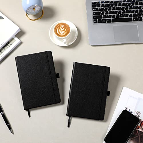 Artfan Ruled Notebook/Journal – Premium Thick Paper Faux Leather Classic Writing Notebook with Pocket + Page Dividers Gifts, Banded, Large, 144 Pages, Hardcover, Lined (5.8 x 8.4) - Black