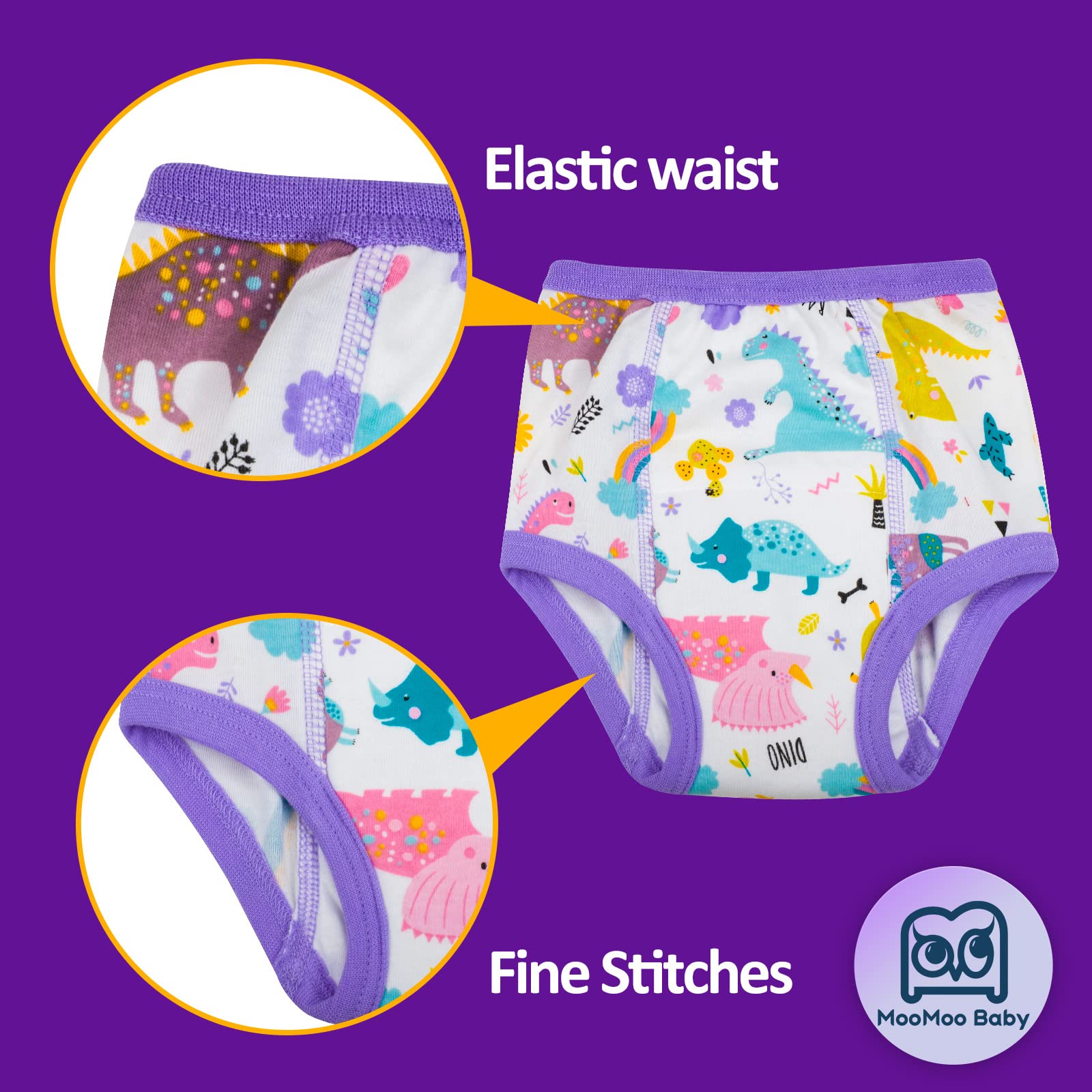 MooMoo Baby 8 Packs Potty Training Pants Cotton Absorbent Training Underwear for Toddler Baby Gir 6T