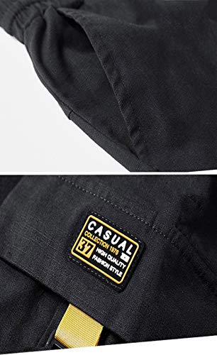 XinYangNi Men's Cargo Shorts Elastic Waist Twill Relaxed Fit Multi-Pockets Outdoor Casual Shorts Grey US 32
