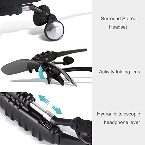 TechKen Sunglasses Headset Headphone Bluetooth Wireless Music Sunglasses Headsets Compatible with iPhone Samsung LG and Smart Phones PC Tablets