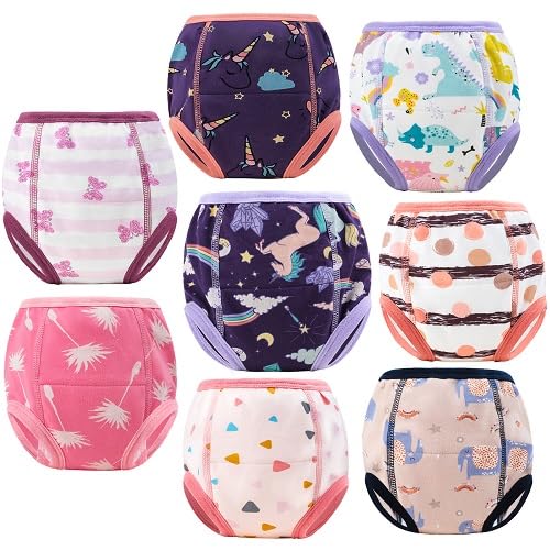 MooMoo Baby 8 Packs Potty Training Pants Cotton Absorbent Training Underwear for Toddler Baby Gir 6T