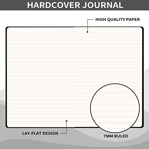 Artfan Ruled Notebook/Journal – Premium Thick Paper Faux Leather Classic Writing Notebook with Pocket + Page Dividers Gifts, Banded, Large, 144 Pages, Hardcover, Lined (5.8 x 8.4) - Black