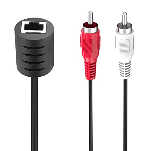 Audio Balun, 2-Pack Stereo RCA to Stereo RCA Audio Extender Over Cat5 / Cat6 UIInosoo 2 RCA to RJ45 Stereo Cable