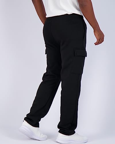 3 Pack Men's Big and Tall Open Bottom Tech Fleece Active Athletic Training Sweats Gym Running Casual Workout Baggy Dry Fit Cargo Sweatpants Pockets Bottom Lounge Pants Heavy Warm - Set 5, 5X Tall