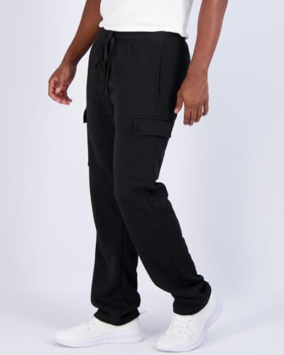 3 Pack Men's Big and Tall Open Bottom Tech Fleece Active Athletic Training Sweats Gym Running Casual Workout Baggy Dry Fit Cargo Sweatpants Pockets Bottom Lounge Pants Heavy Warm - Set 5, 5X Tall
