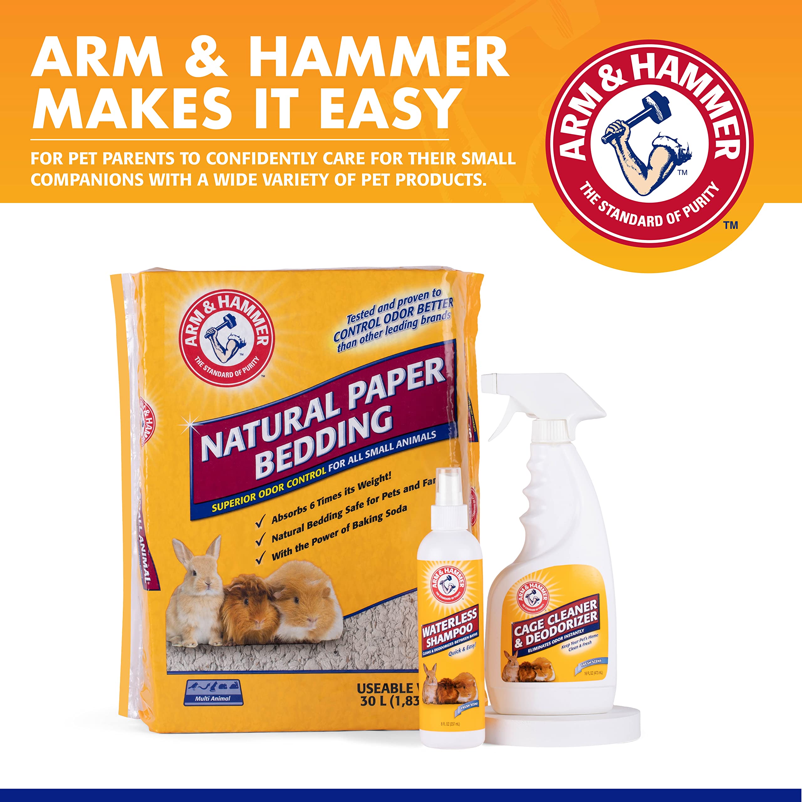 Arm & Hammer for Pets Super Absorbent Cage Liners for Guinea Pigs, Hamsters, Rabbits & All Small Animals Best Cage Liners for Small Animals (Pack of 3, 21 Count Toal)