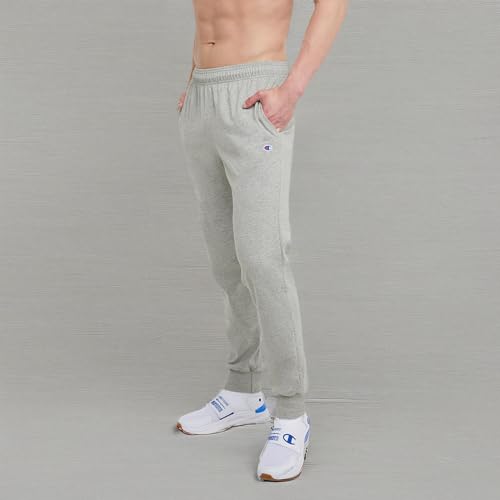 Champion Mens Joggers, Everyday Cotton, Lightweight Lounge Knit For Men, 31" Sweatpants, Oxford Gray C Patch Logo, X-Large US