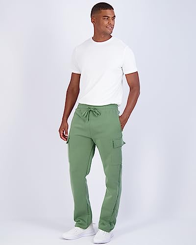 3 Pack Men's Big and Tall Open Bottom Tech Fleece Active Athletic Training Sweats Gym Running Casual Workout Baggy Dry Fit Cargo Sweatpants Pockets Bottom Lounge Pants Heavy Warm - Set 5, 5X Tall